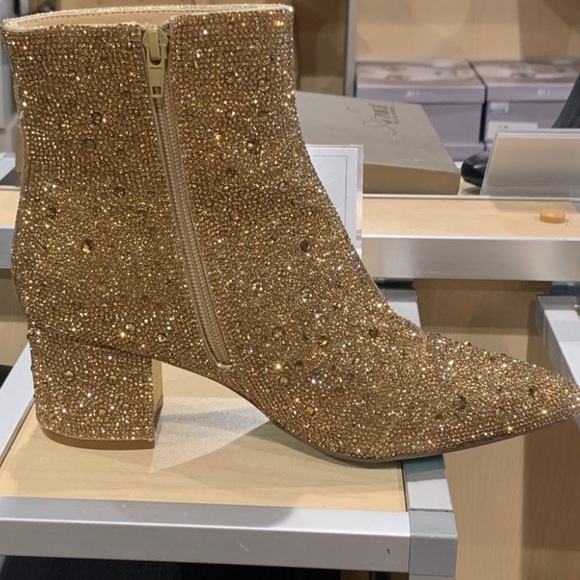 Betsey Johnson | Shoes | Gold Glitter Ankle Boots | Poshmark